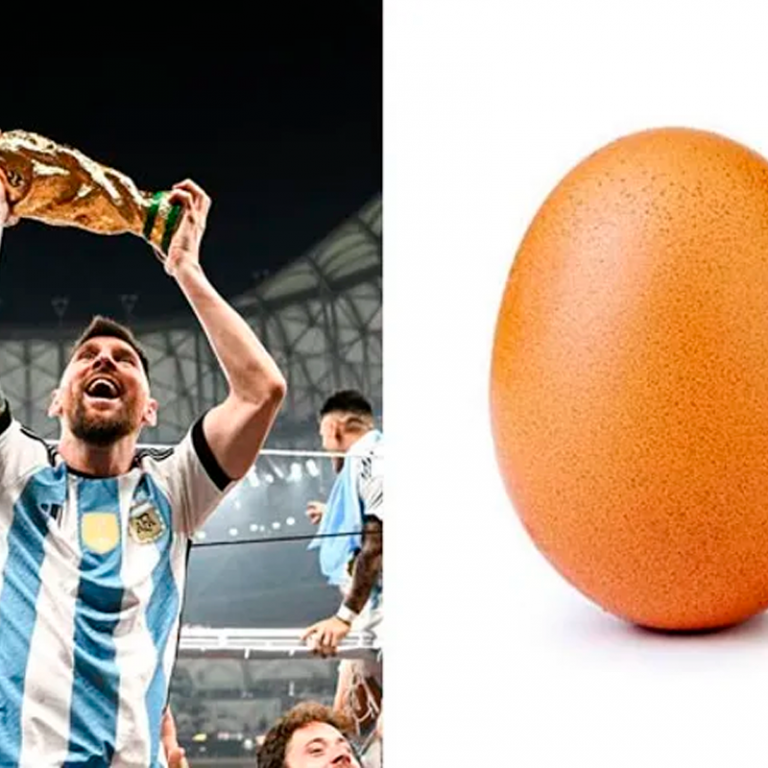 Imagen de Messi levantando la Copa Mundial de Qatar 2022, logró 56 ...